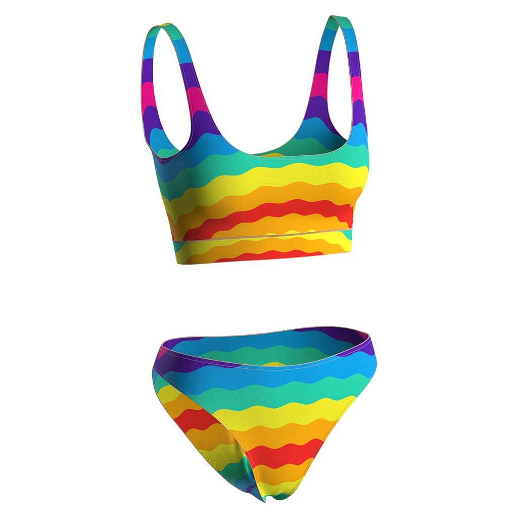 Colorful sexy photo rainbow colors changing bikini