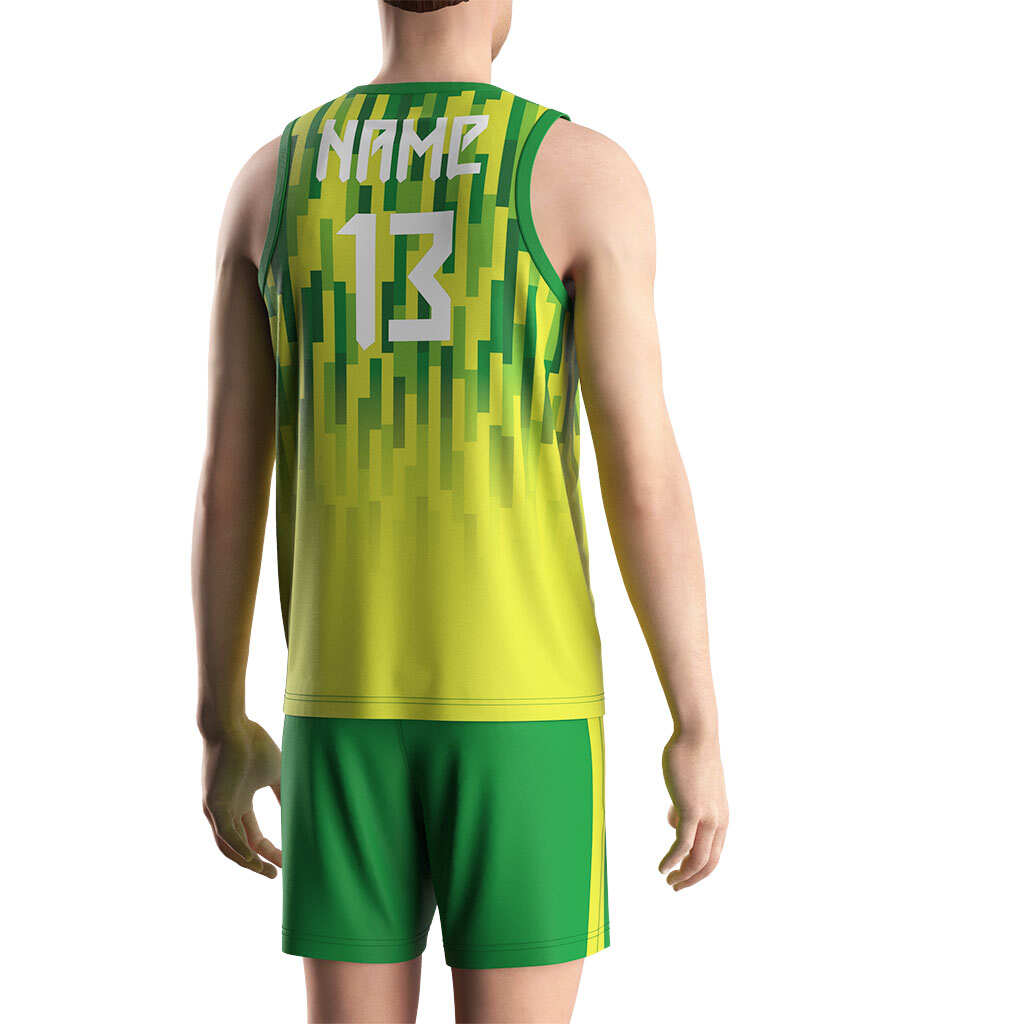 Sublimation Uniform Uniforme Masculino Mens Green Volleyball Jerseys