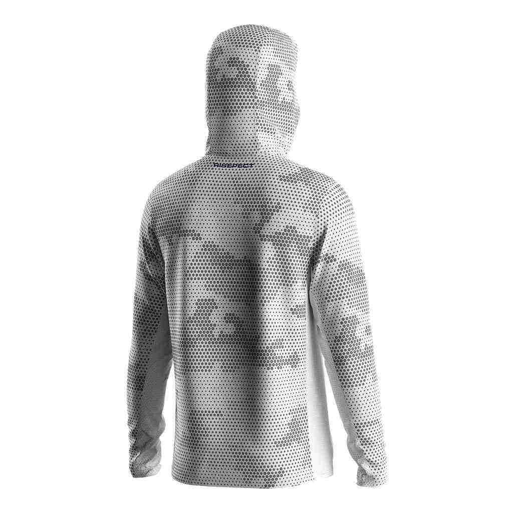 Quickdry Lonsleeve White Sun Fishing Shirt With Mask And Cooling Hoodie